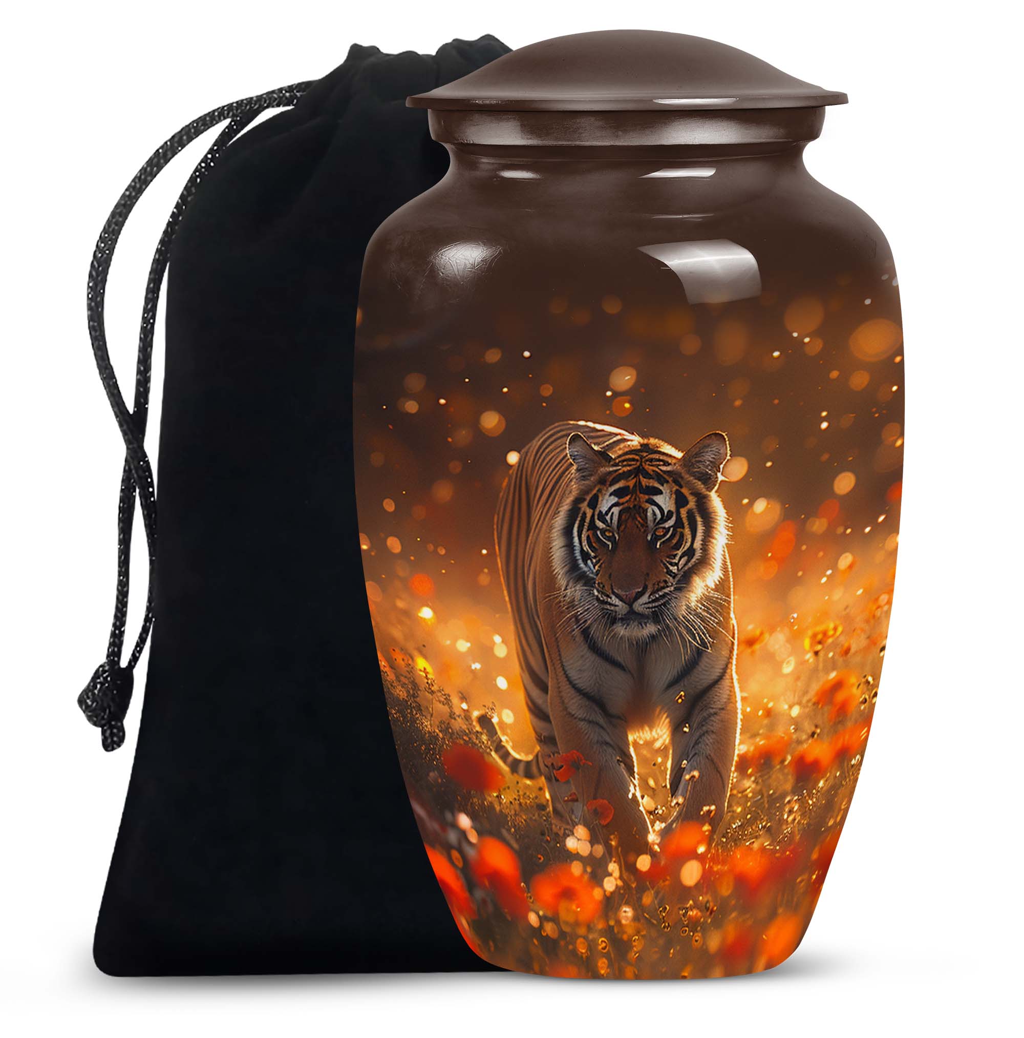 Sunset Tiger Solace - Tiger Urn Large Memorial, Funeral Urn For Ashes – Yatskia Urns