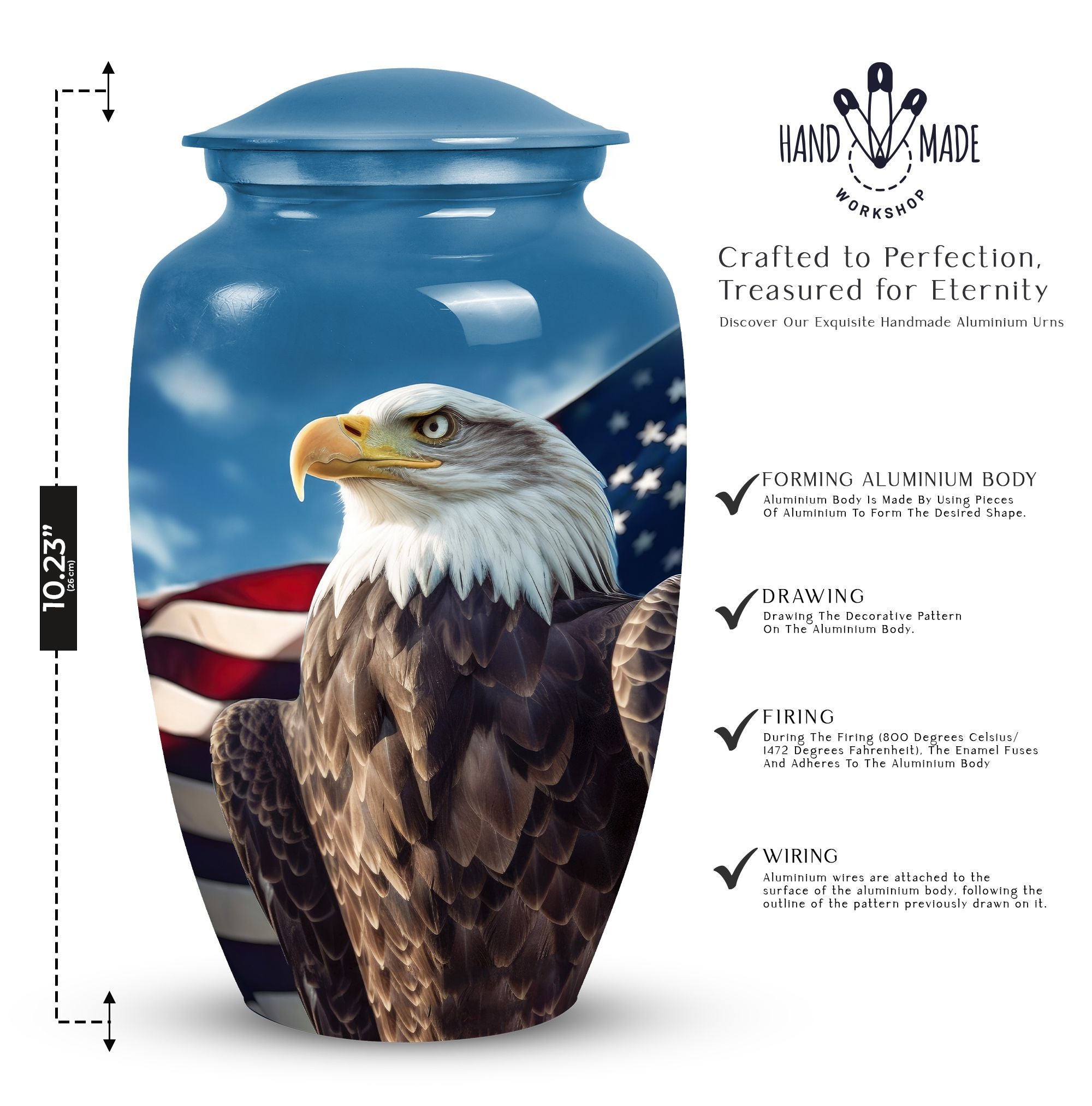 Personalized Eagle Cremation Urn for Men - 10-inch, 200 cu in - Yatski ...