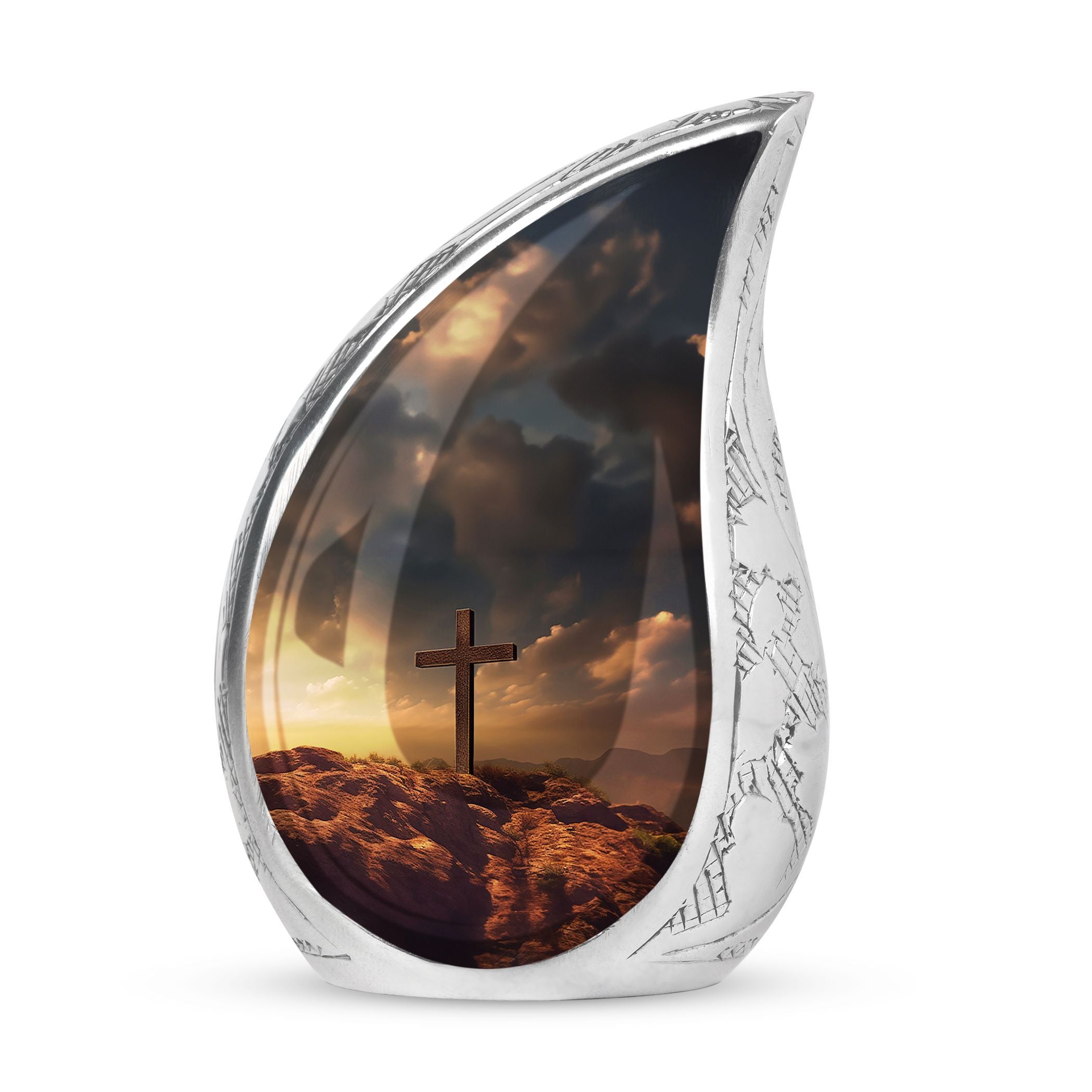 Jesus Christ Cross Cremation Urn | Classic & Large Funeral Urn ...