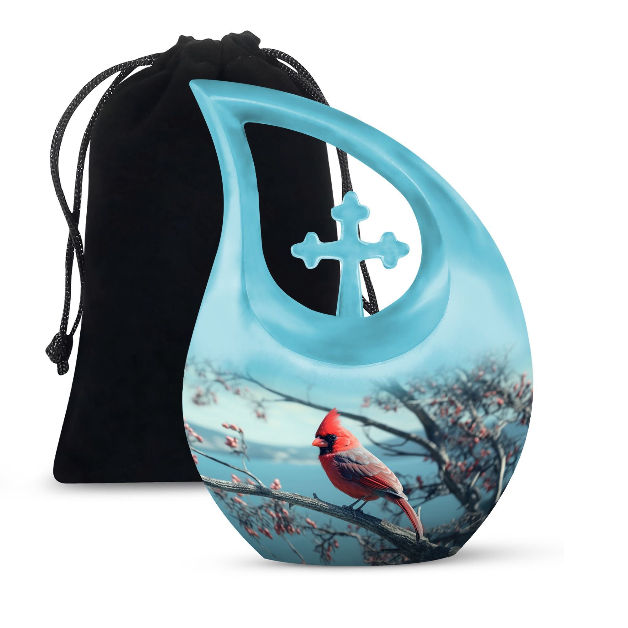 Cardinal Bird Memorial Urn - Light Blue Cremation Urns For Human Ashes ...