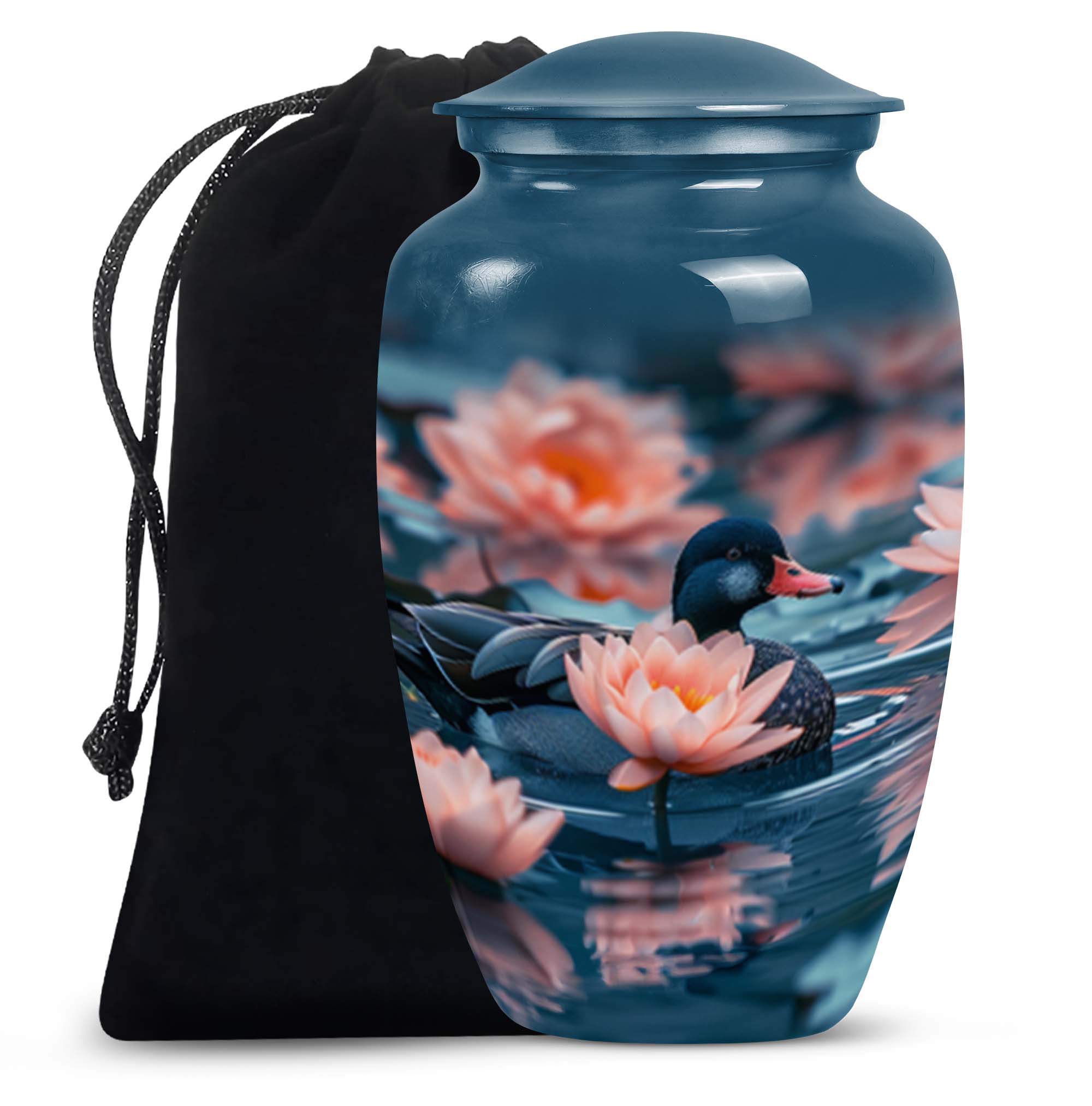 Floating Duck Cremation Urn - Lotus Floral Memorial Urn For Ashes ...