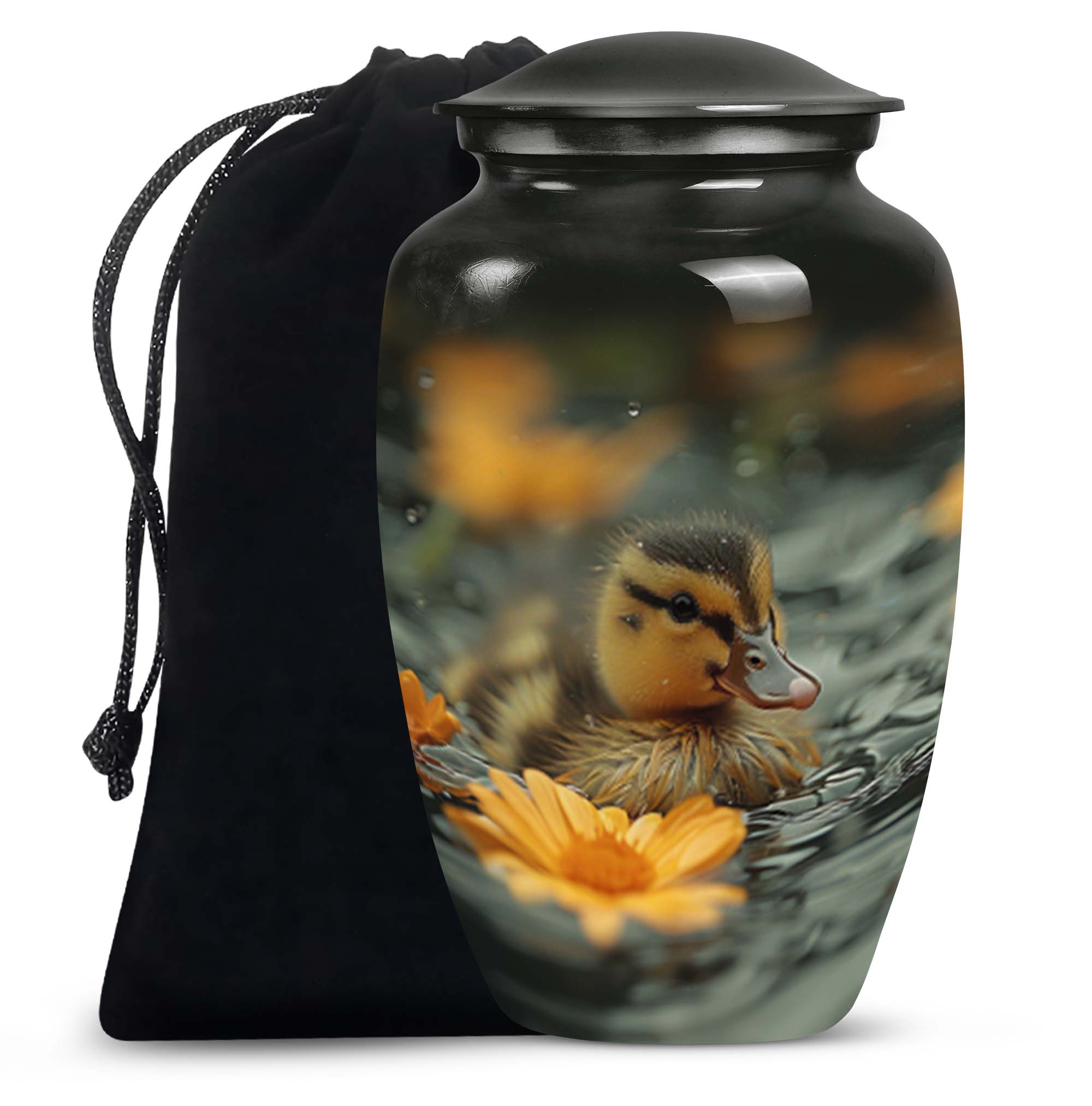 Duckling's Sunset Bloom - Duck Urn Large Memorial, Funeral Urn For Ash ...