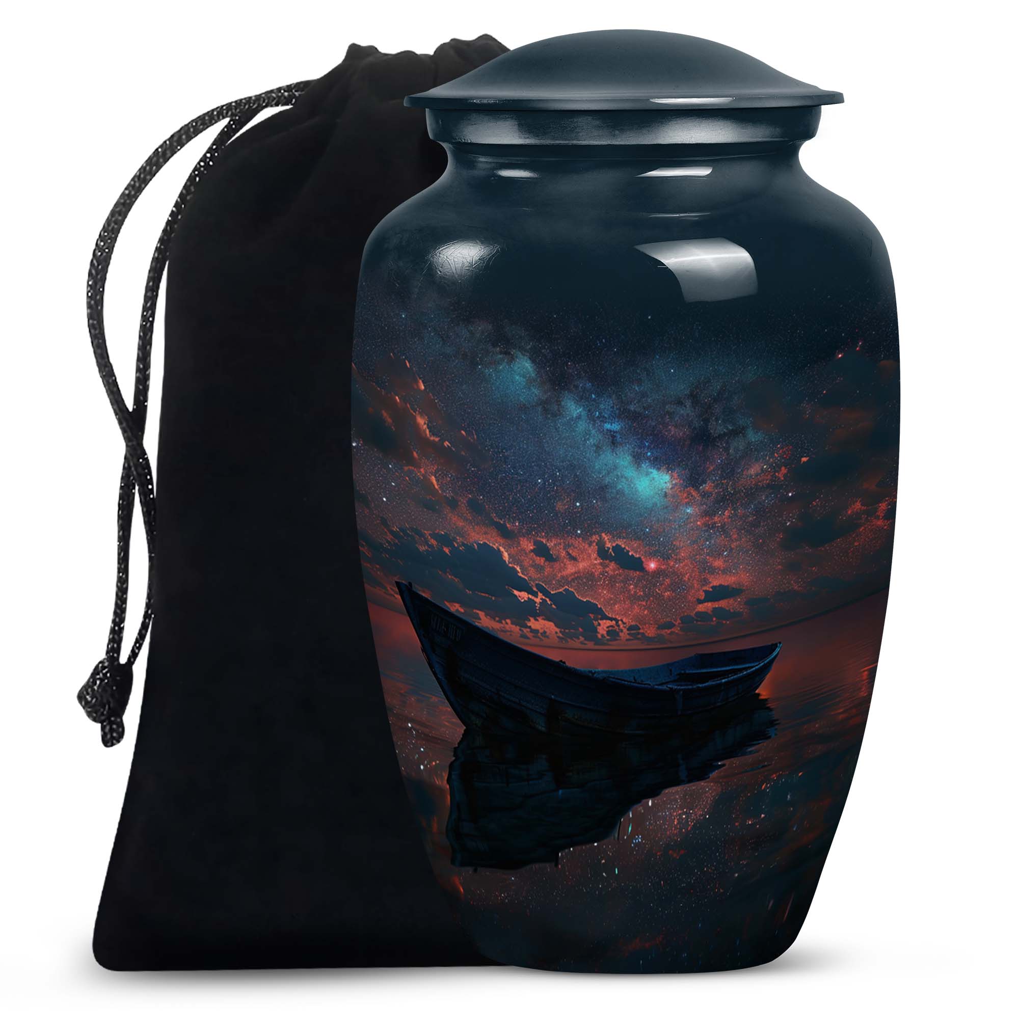 Galactic Solitude Seascape - Boat Urn Memorial, Funeral Shape Urn ...