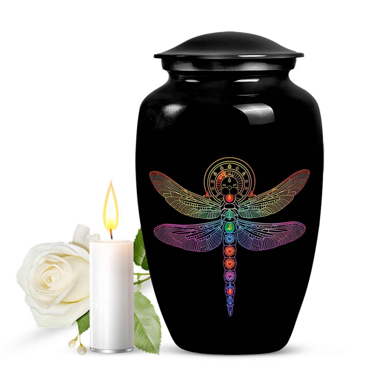 Black Cosmic Dragonfly Cremation Urns - Large Urns For Female & Male ...