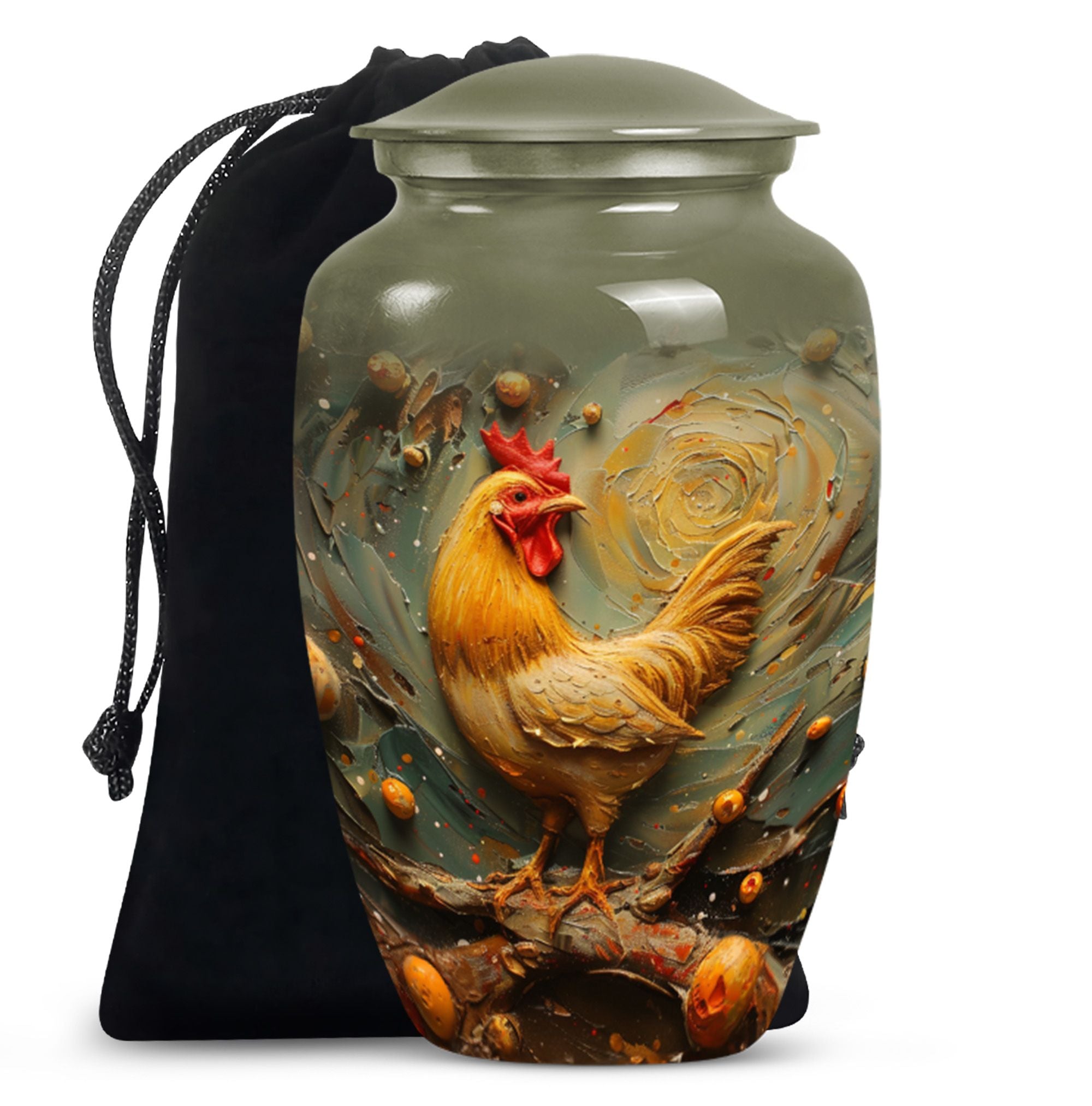 Custom Chicken Memorial Adult Urn | Rooster Urn For Ashes – Yatskia Urns