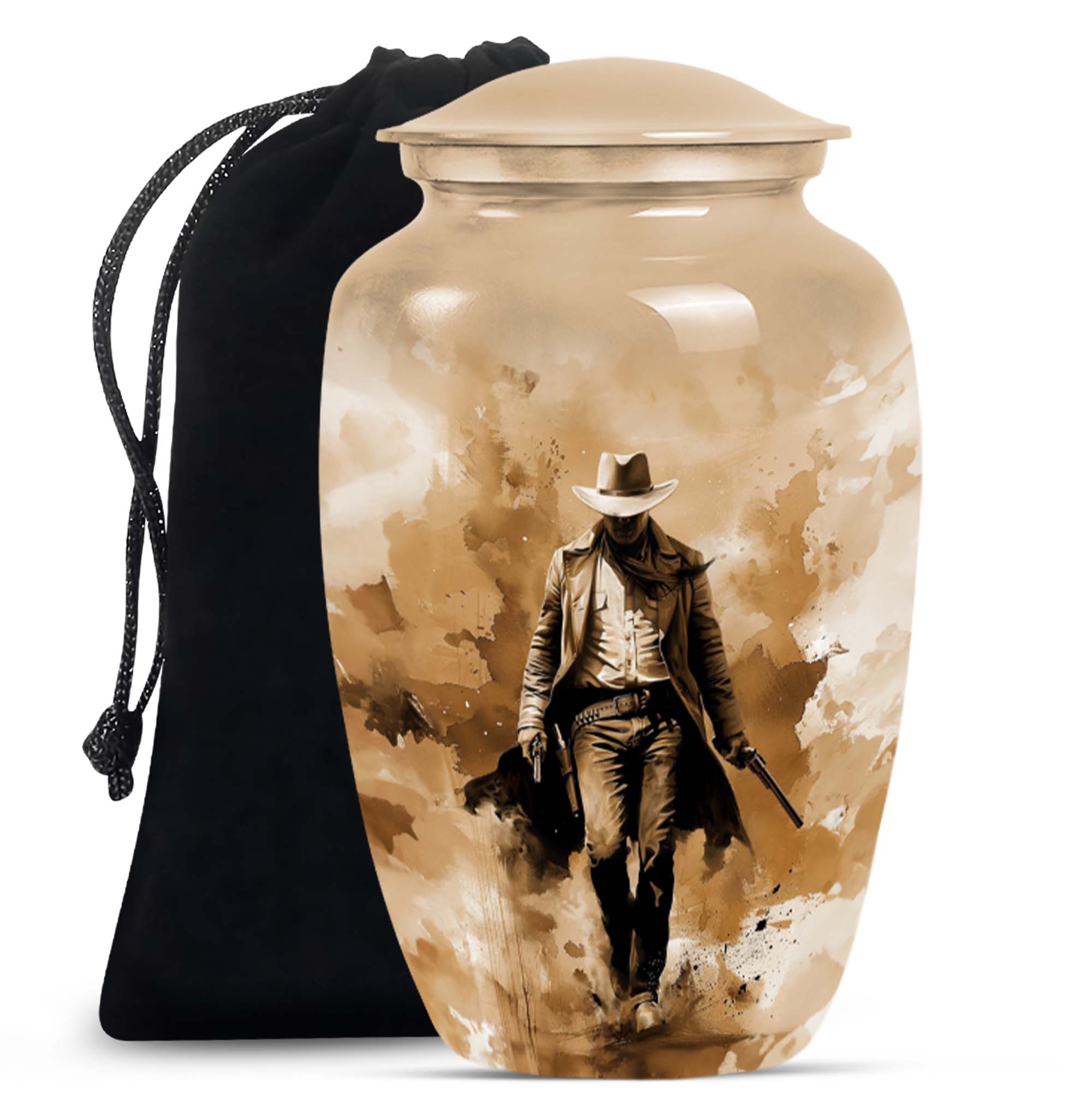 Cowboy Spirit Cremation Urns For Human Ashes - Lone Sheriff Urn For Me ...
