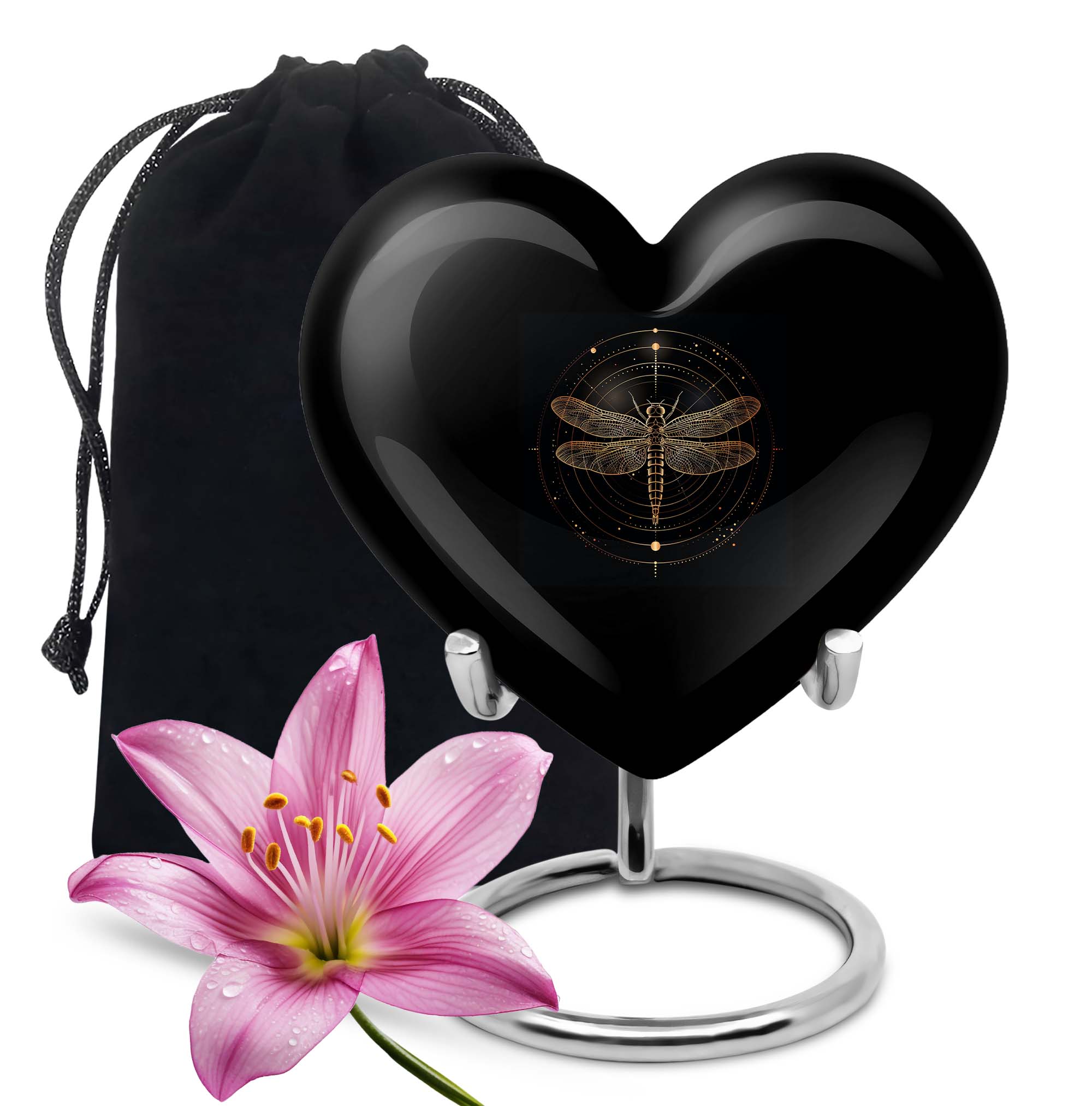 Cosmic Dragonfly Heart Shaped Urn : Unique Cremation Urns for Ashes ...