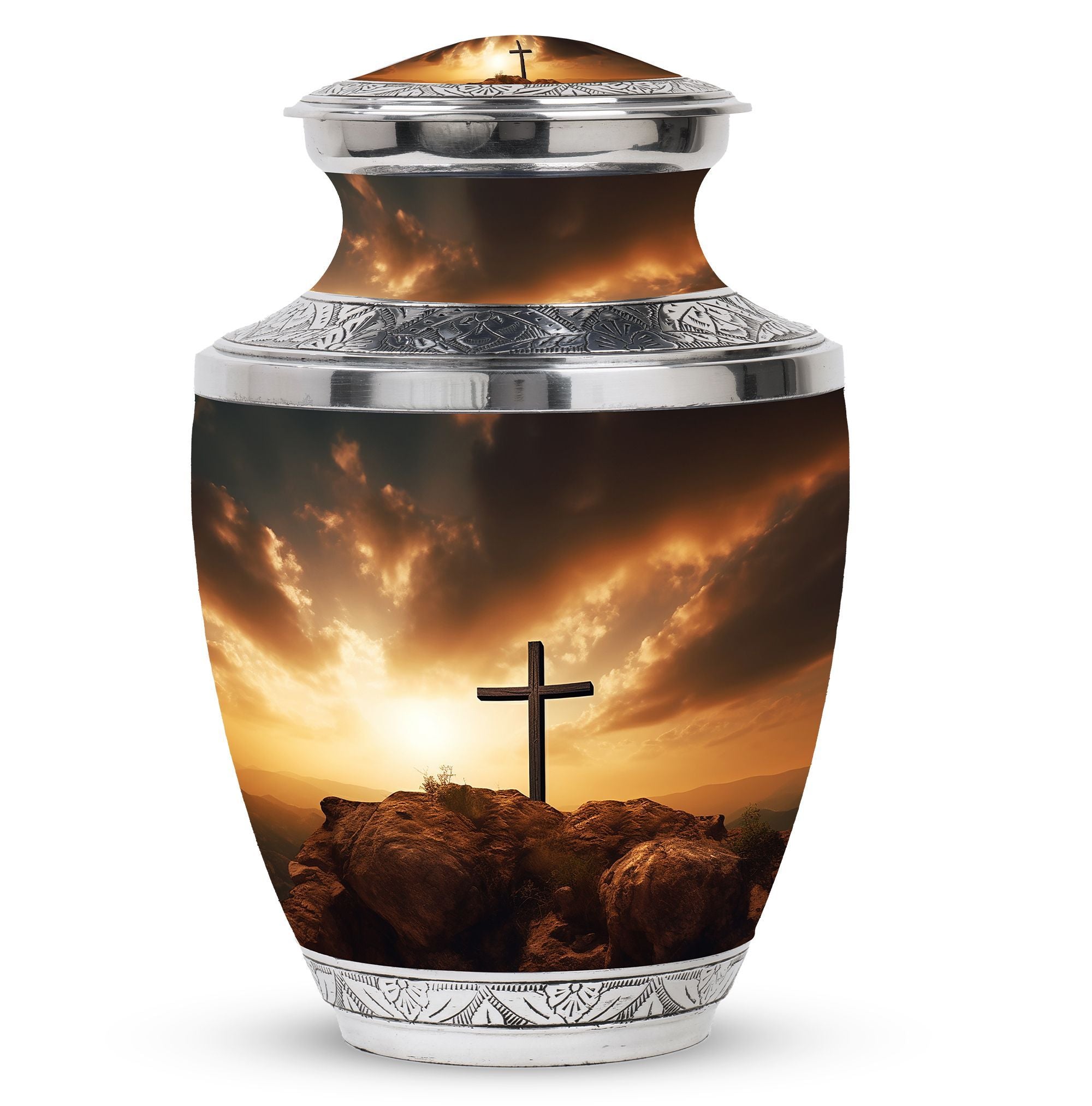 Jesus Christ With Holy Cross Cremation Urn | Celtic Cross Funeral Urn ...