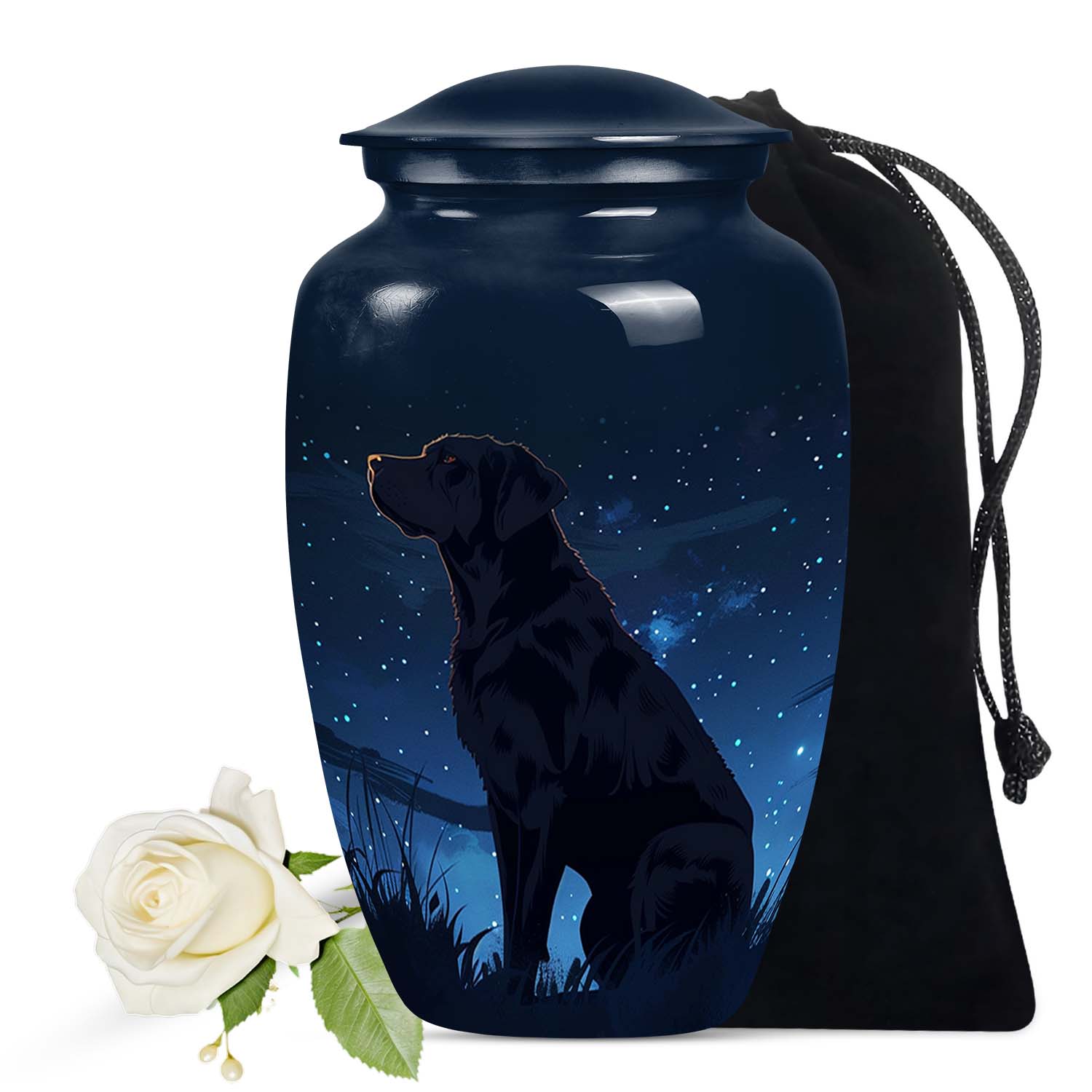 Black Labrador Starry Night Urn - Celestial Dog Memorial Urn – Yatskia Urns