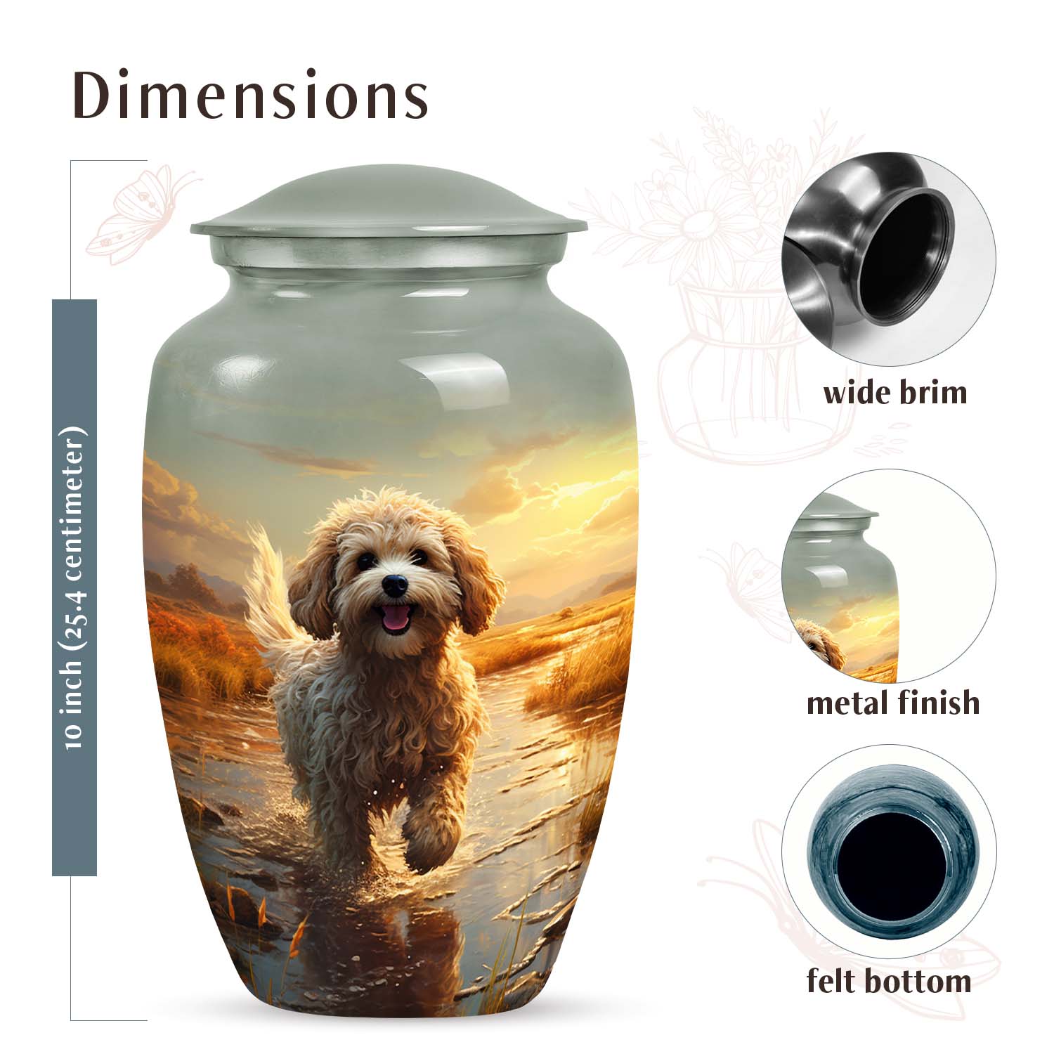 Poodle Dog Cremation Urn For Pet Ashes - Personalized Green Urn ...